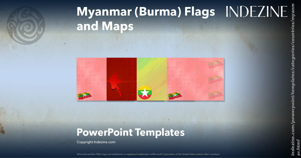 Myanmar (Burma) Flags and Maps PowerPoint Templates
