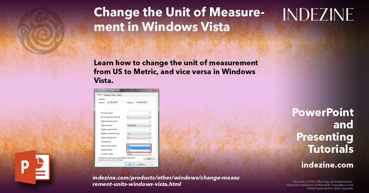 Change the Unit of Measurement in Windows Vista