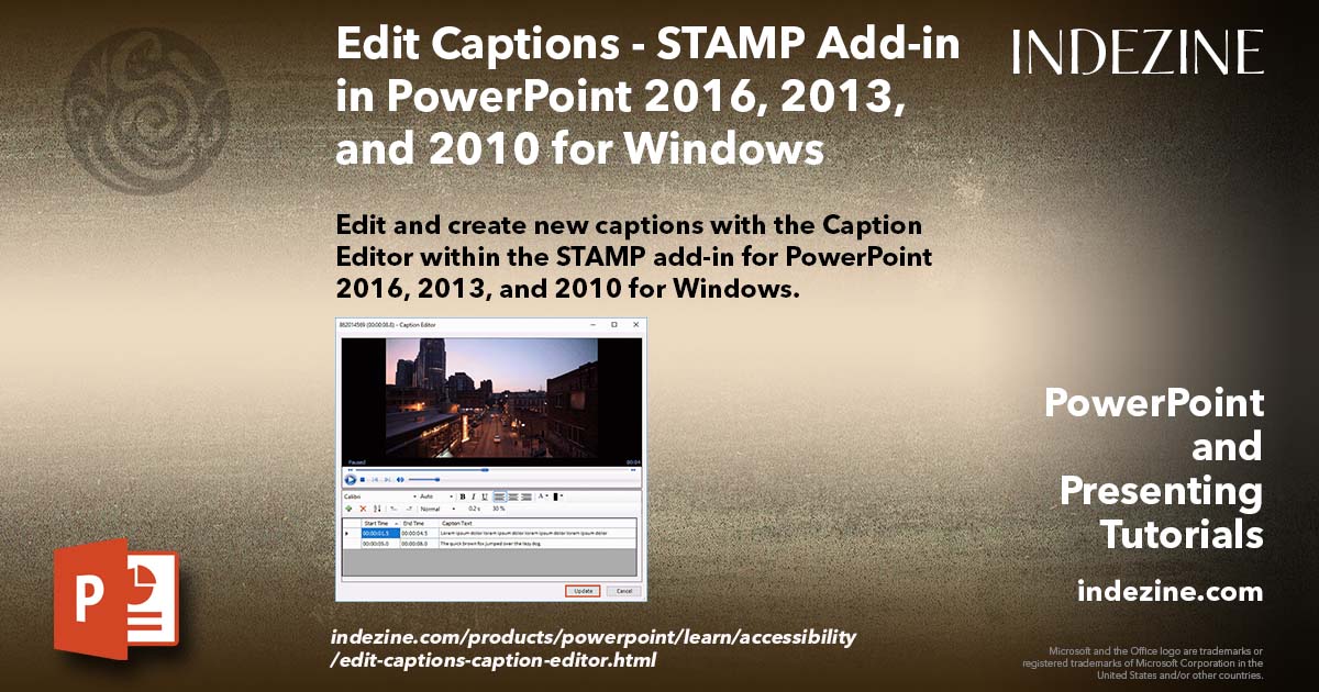 Edit Captions - STAMP Add-in in PowerPoint 2016, 2013, and 2010 for Windows