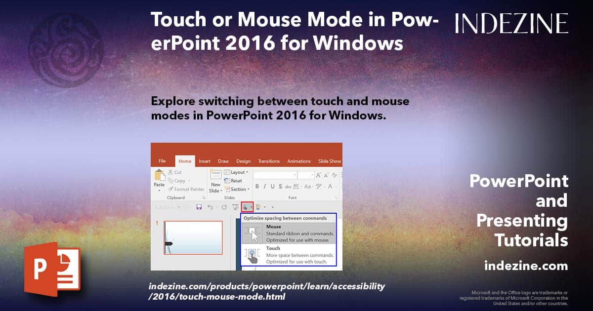 Touch or Mouse Mode in PowerPoint 2016 for Windows