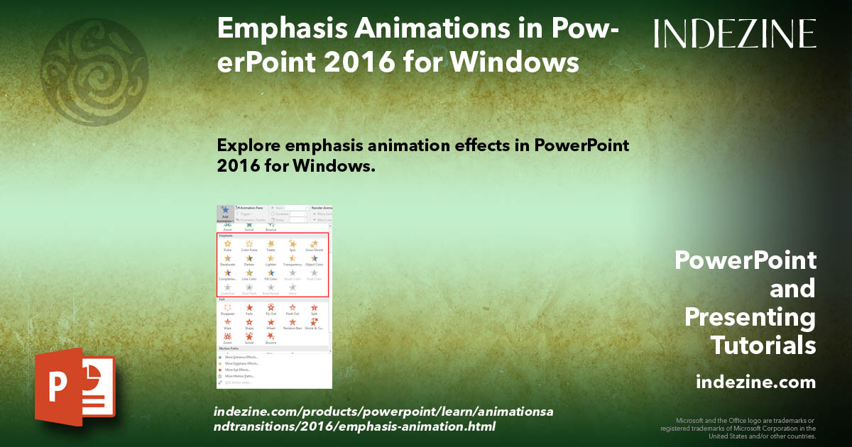 Emphasis Animations in PowerPoint 2016 for Windows