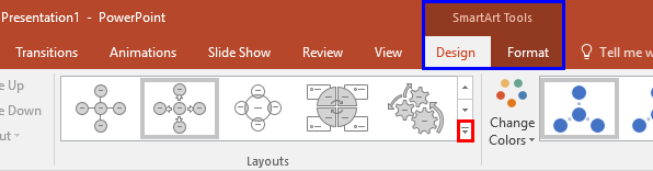 Change between SmartArt Graphic Layouts (Types) in PowerPoint 2016 for Windows
