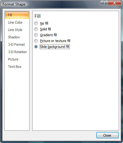 Add Slide Background Fill to Shapes in PowerPoint 2007 for Windows