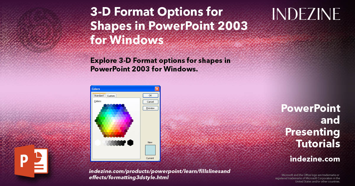 3-D Format Options for Shapes in PowerPoint 2003 for Windows