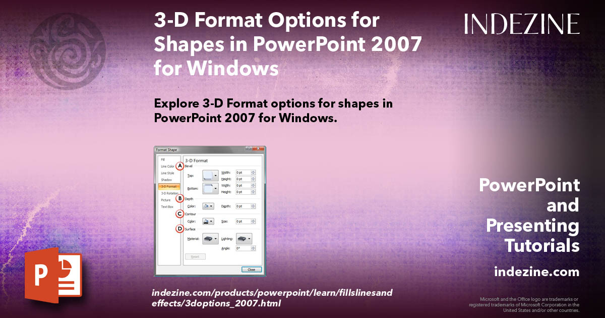 3-D Format Options for Shapes in PowerPoint 2007 for Windows
