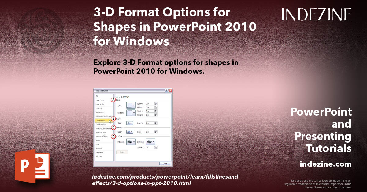 3-D Format Options for Shapes in PowerPoint 2010 for Windows