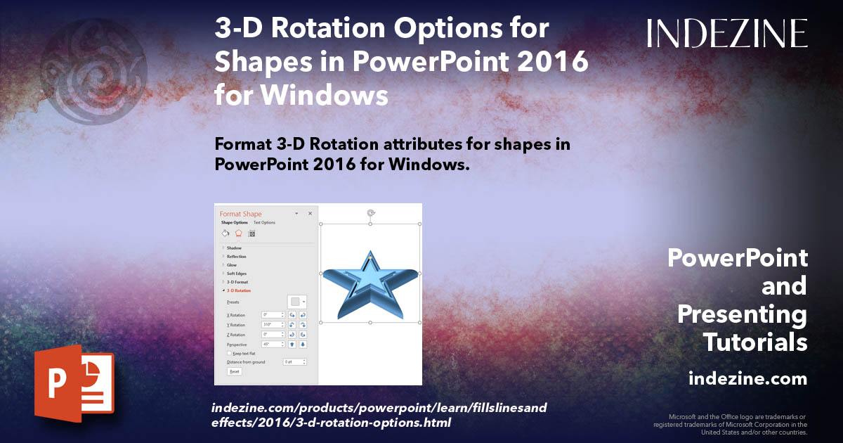 3-D Rotation Options for Shapes in PowerPoint 2016 for Windows