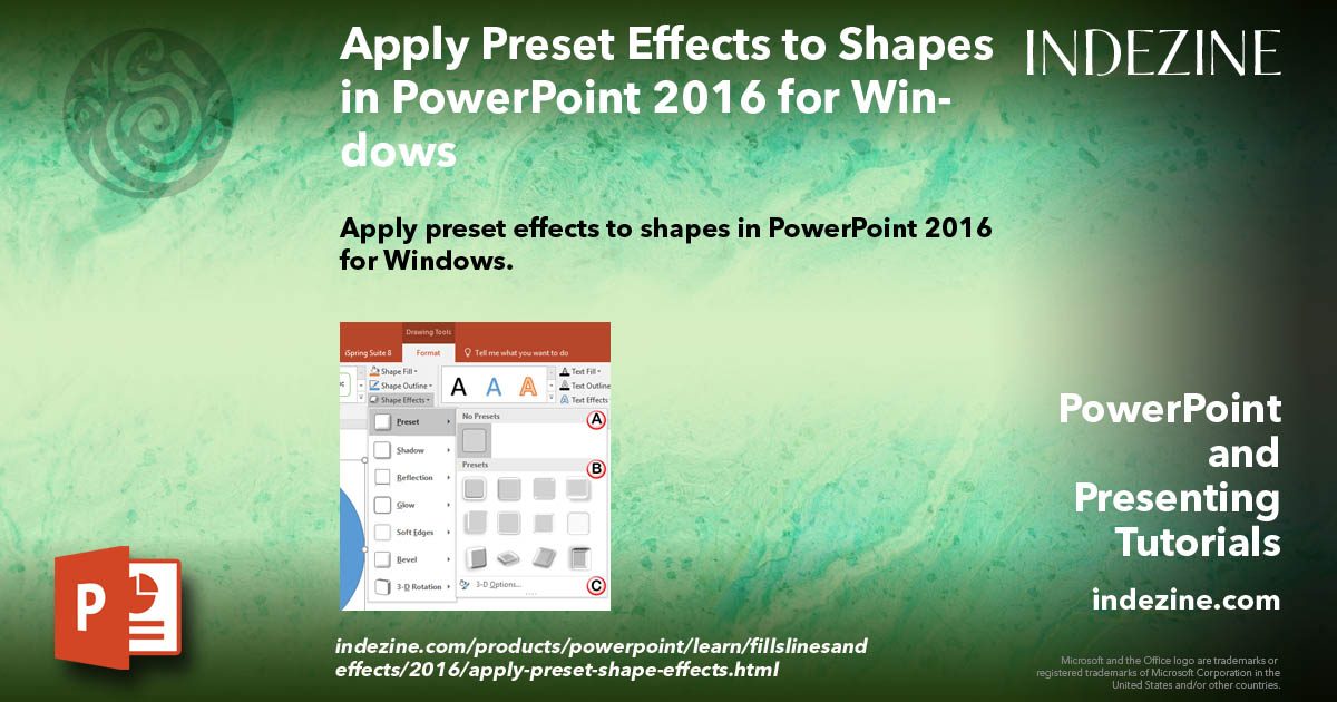 Apply Preset Effects to Shapes in PowerPoint 2016 for Windows