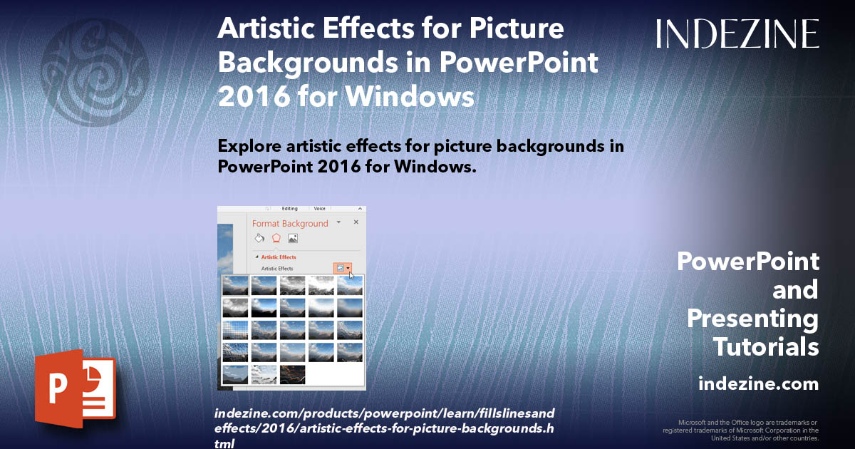 Artistic Effects for Picture Backgrounds in PowerPoint 2016 for Windows