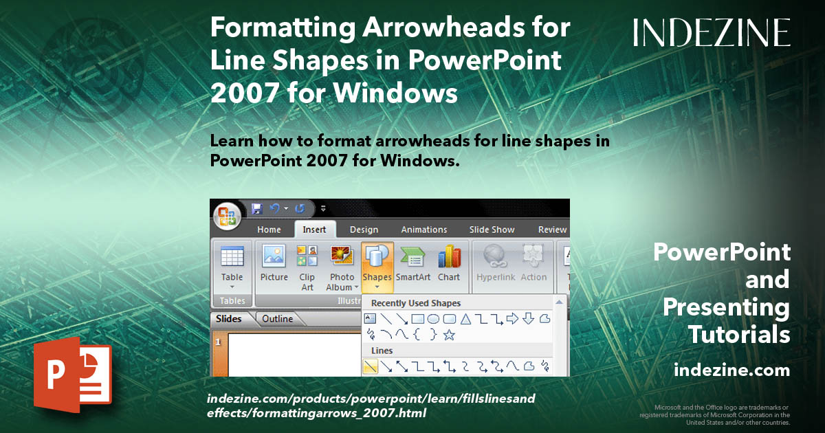 Formatting Arrowheads for Line Shapes in PowerPoint 2007 for Windows