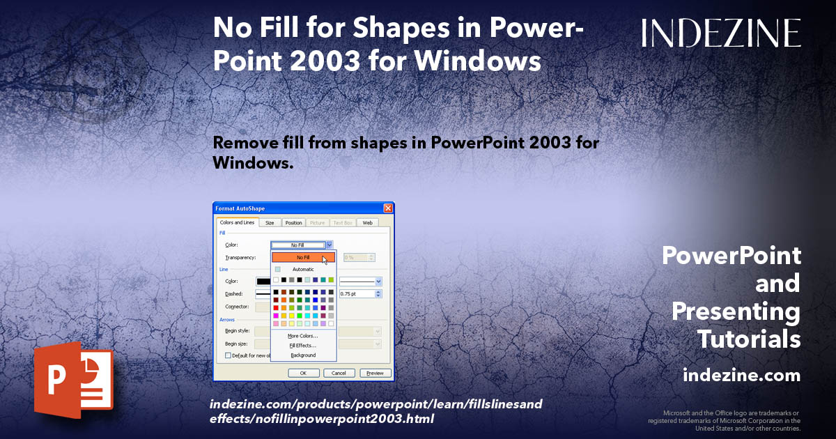 No Fill for Shapes in PowerPoint 2003 for Windows