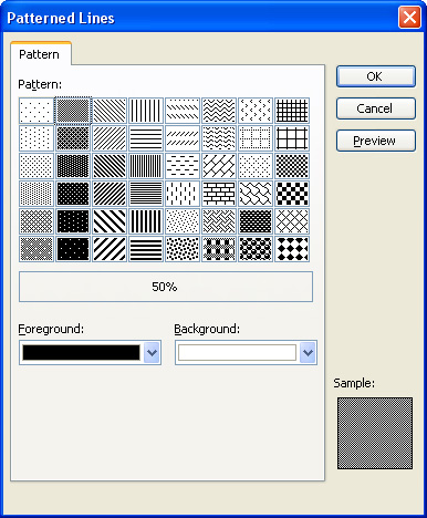 Pattern Lines for Shapes in PowerPoint 2003 and 2002 for Windows