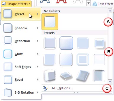 Apply Preset Effects to Shapes in PowerPoint 2010 for Windows