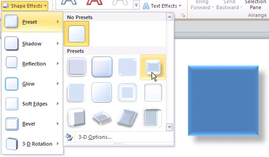 Apply Preset Effects to Shapes in PowerPoint 2010 for Windows