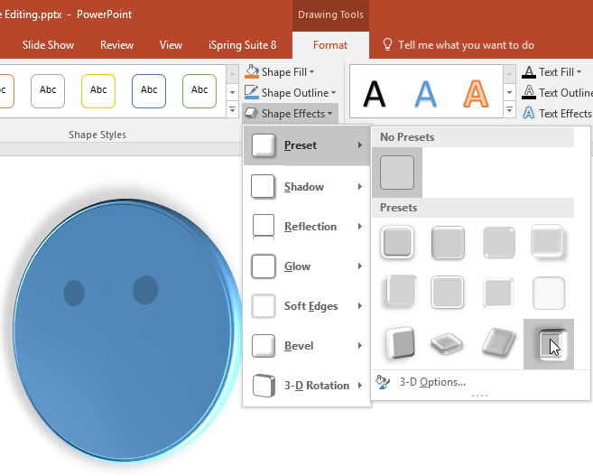 Apply Preset Effects To Shapes In Powerpoint 2016 For Windows
