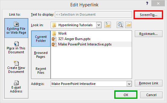 Screen Tips for Hyperlinks in PowerPoint 2013