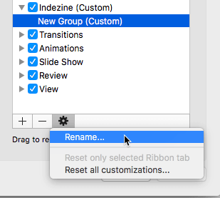 Add and Rename Ribbon Tabs in PowerPoint 2016 for Mac