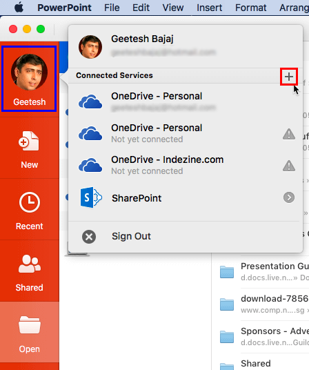 Add Services in PowerPoint 2016 for Mac