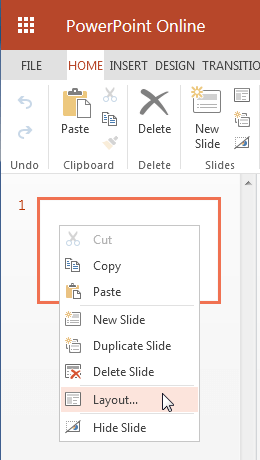 Change Slide Layout in PowerPoint for the Web