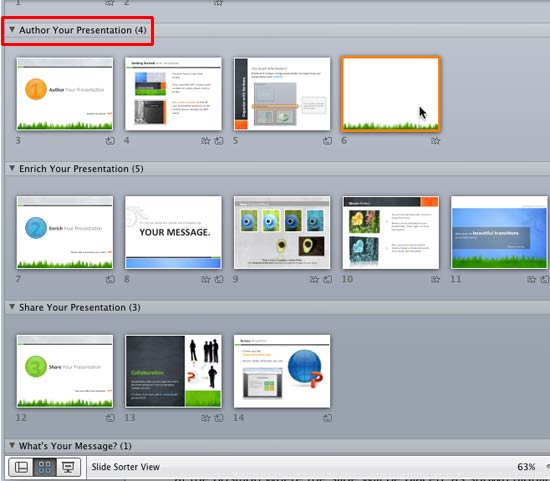 Moving Slides Between Sections in PowerPoint 2011 for Mac