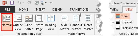 Normal View (Editing View) in PowerPoint 2013 for Windows