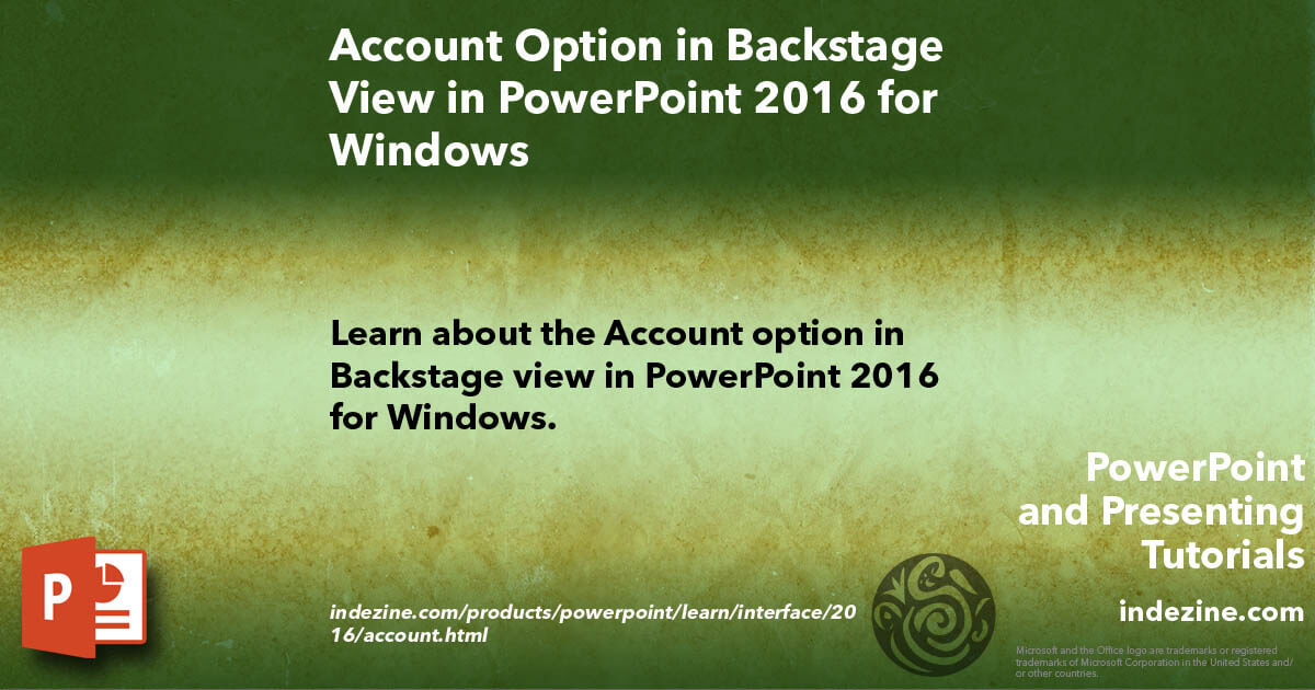 Account Option in Backstage View in PowerPoint 2016 for Windows