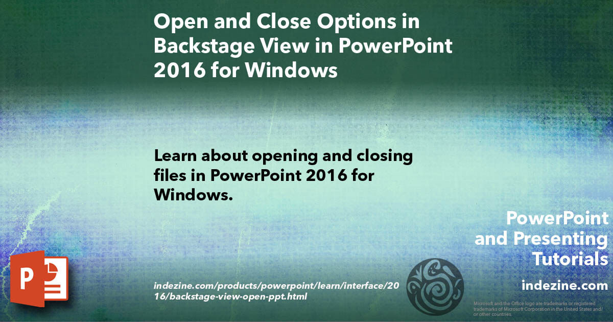 Open and Close Options in Backstage View in PowerPoint 2016 for Windows