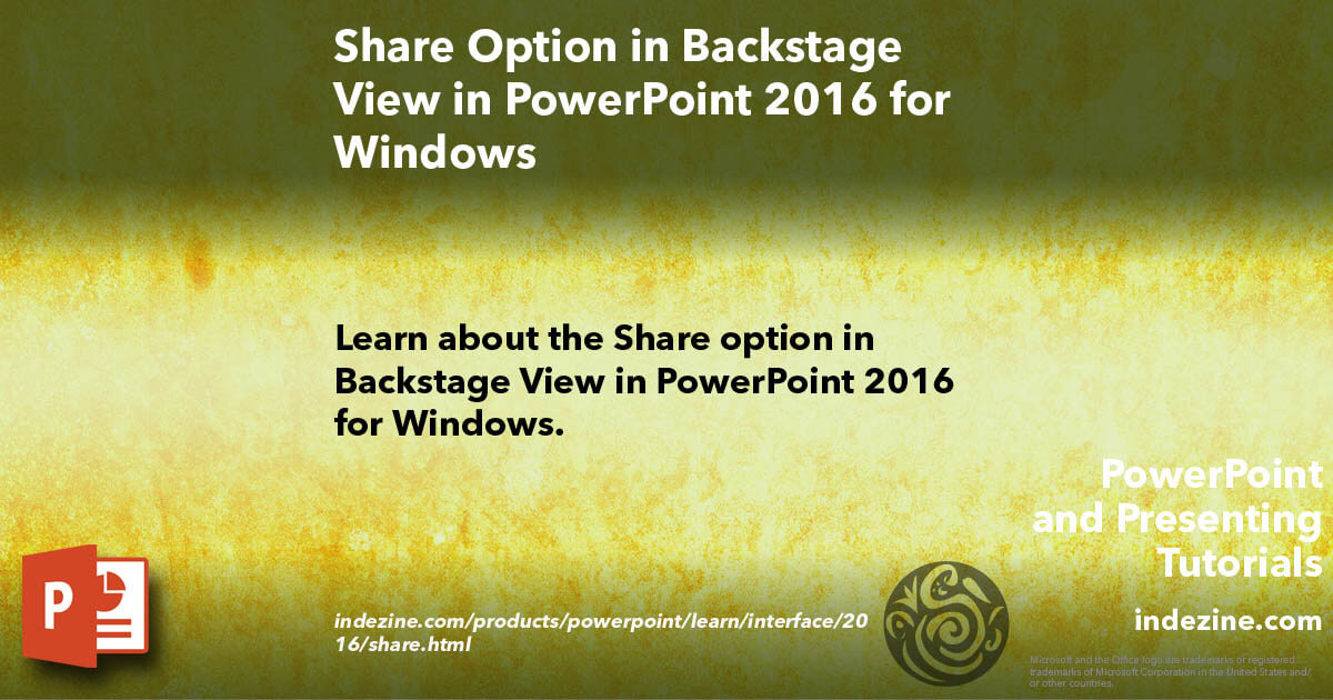 Share Option in Backstage View in PowerPoint 2016 for Windows
