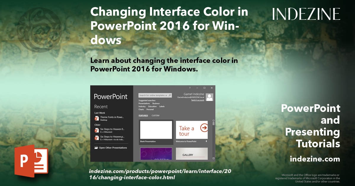 Changing Interface Color in PowerPoint 2016 for Windows
