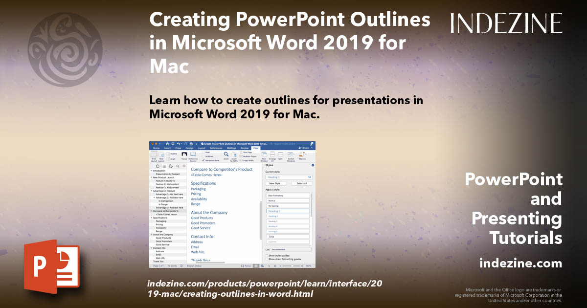 Creating Powerpoint Outlines In Microsoft Word 2019 For Mac