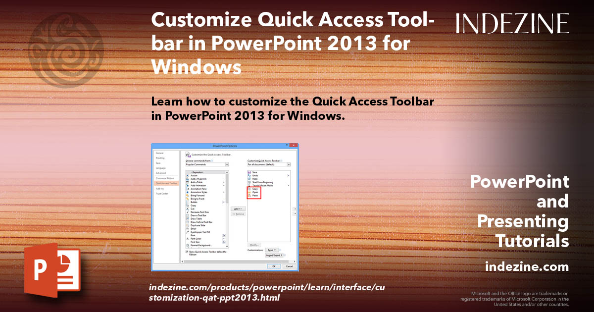 Customize Quick Access Toolbar in PowerPoint 2013 for Windows