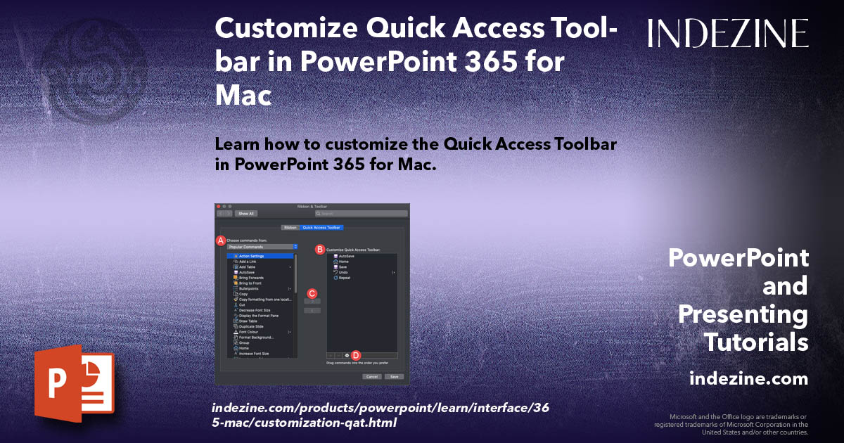 Customize Quick Access Toolbar in PowerPoint 365 for Mac
