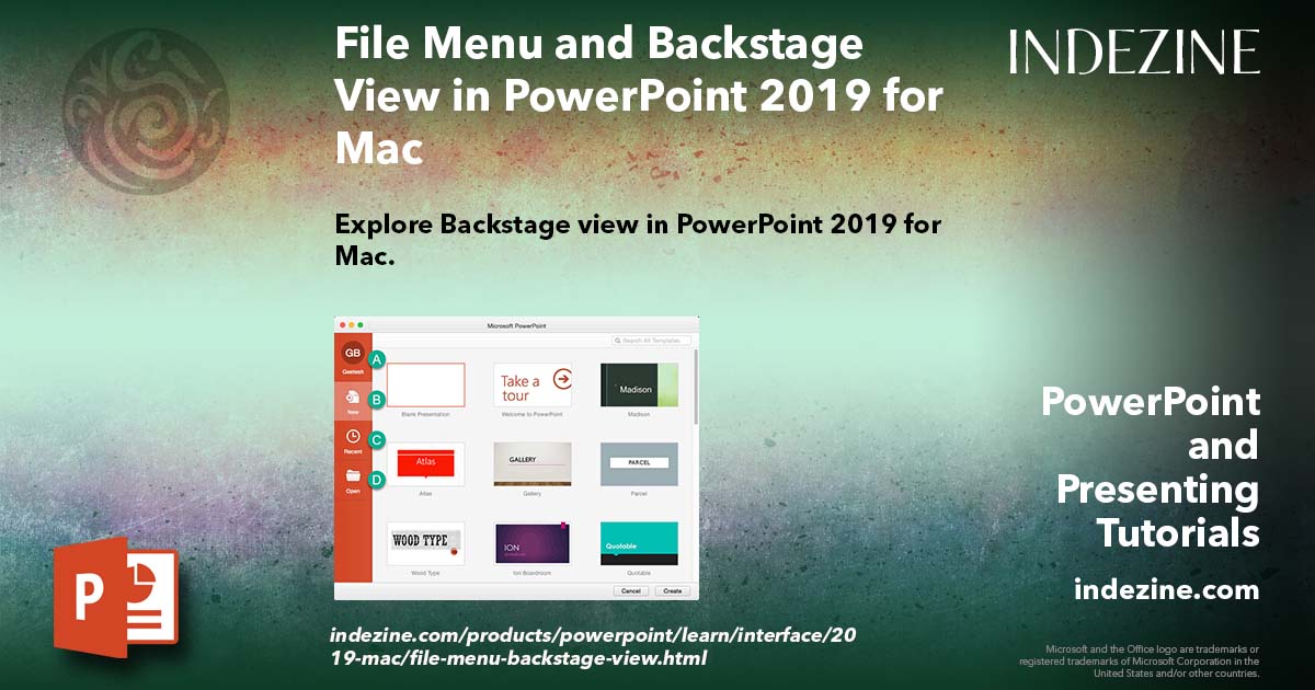 File Menu And Backstage View In Powerpoint 2019 For Mac