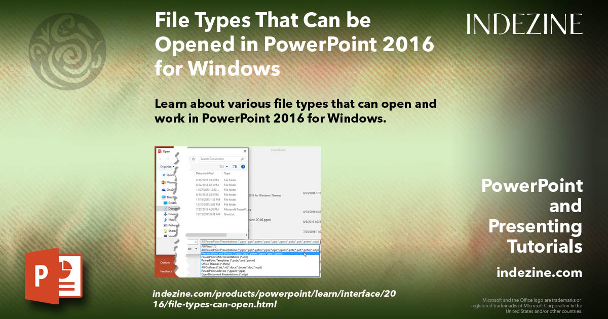 File Types That Can be Opened in PowerPoint 2016 for Windows