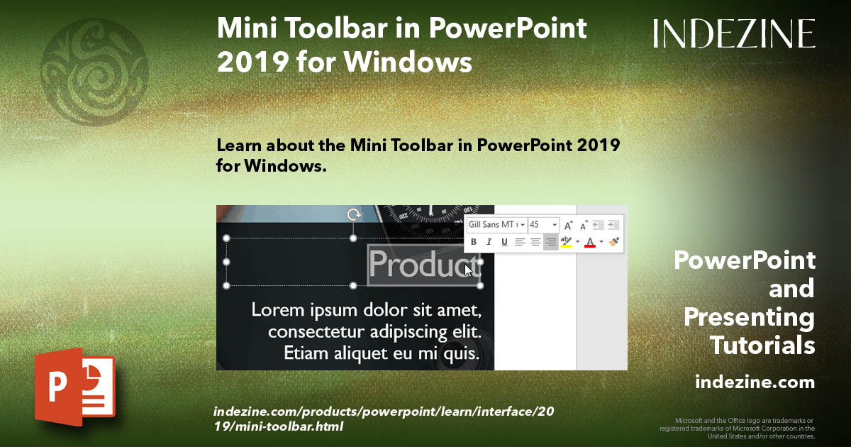 Mini Toolbar in PowerPoint 2019 for Windows