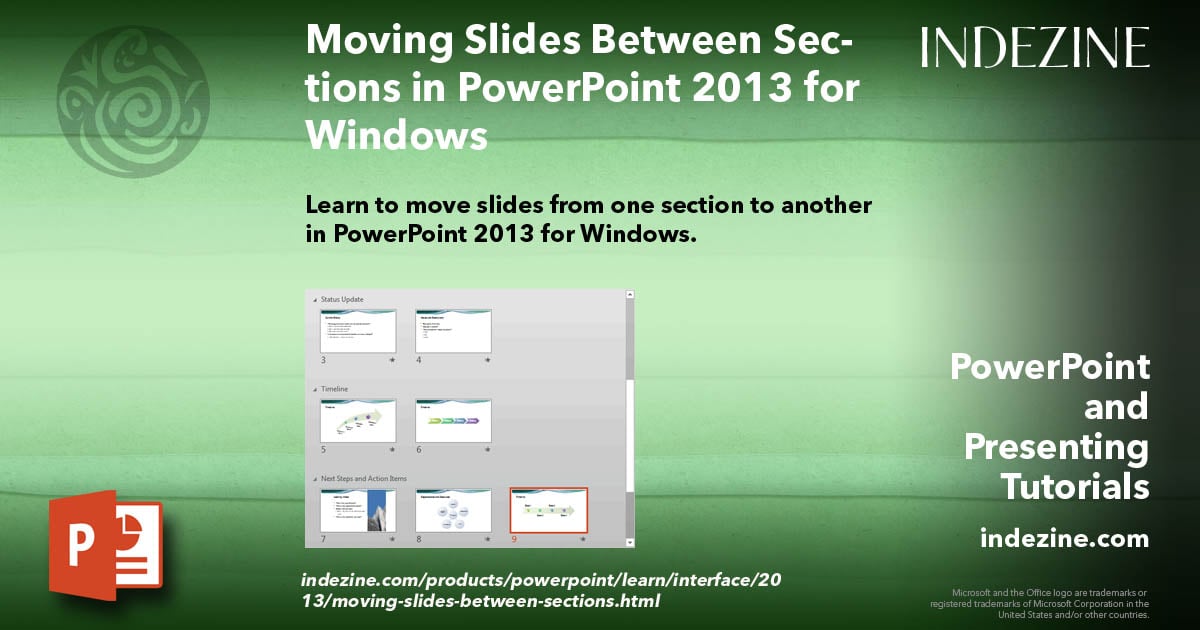 Moving Slides Between Sections in PowerPoint 2013 for Windows