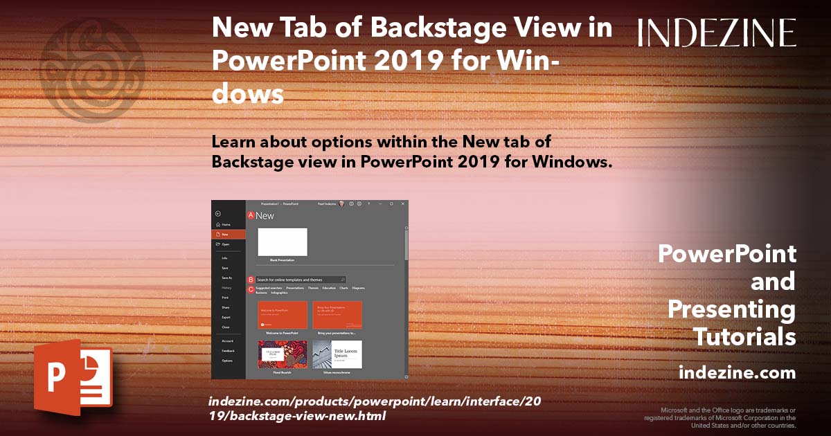 New Tab of Backstage View in PowerPoint 2019 for Windows