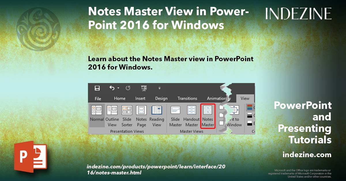 Notes Master View in PowerPoint 2016 for Windows