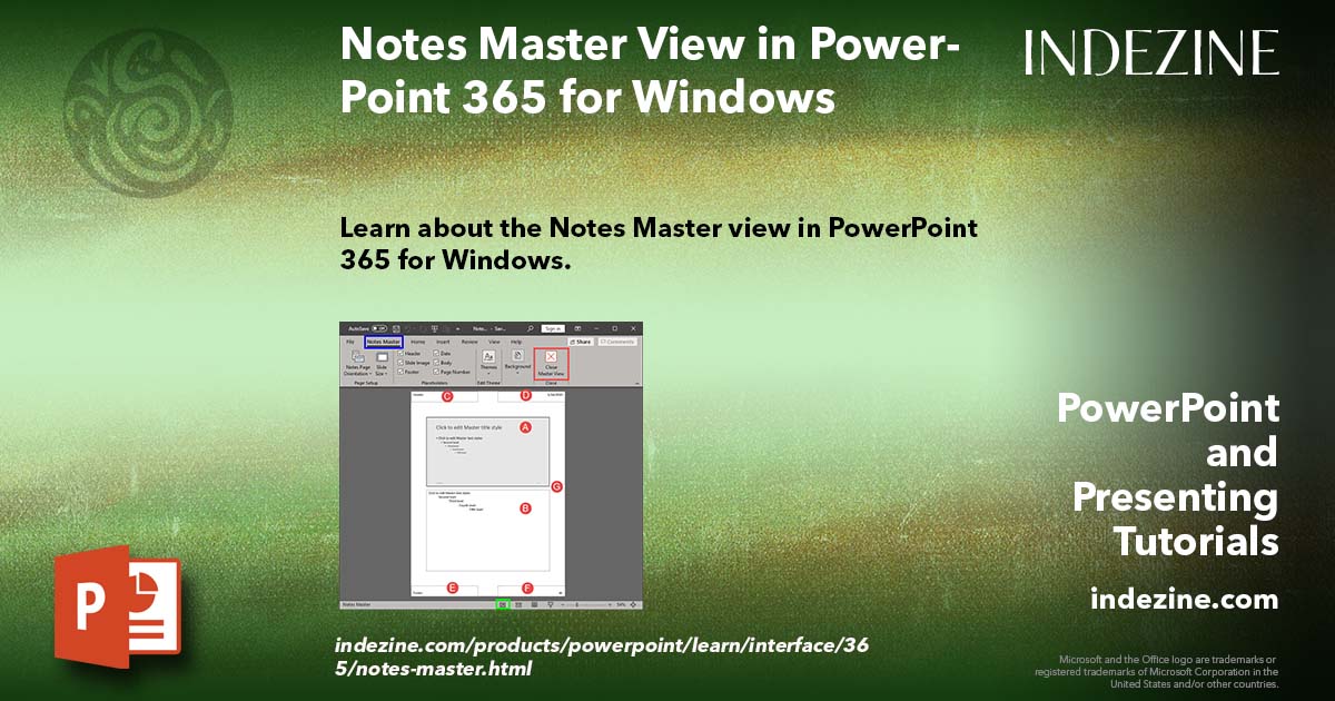 Notes Master View in PowerPoint 365 for Windows