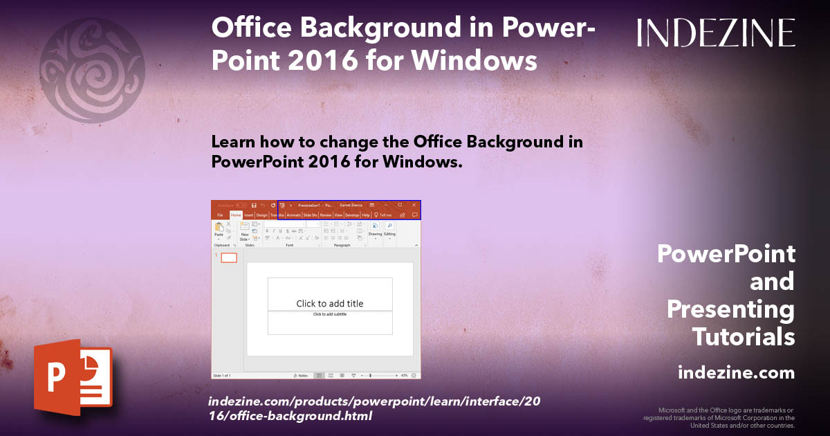 Office Background in PowerPoint 2016 for Windows