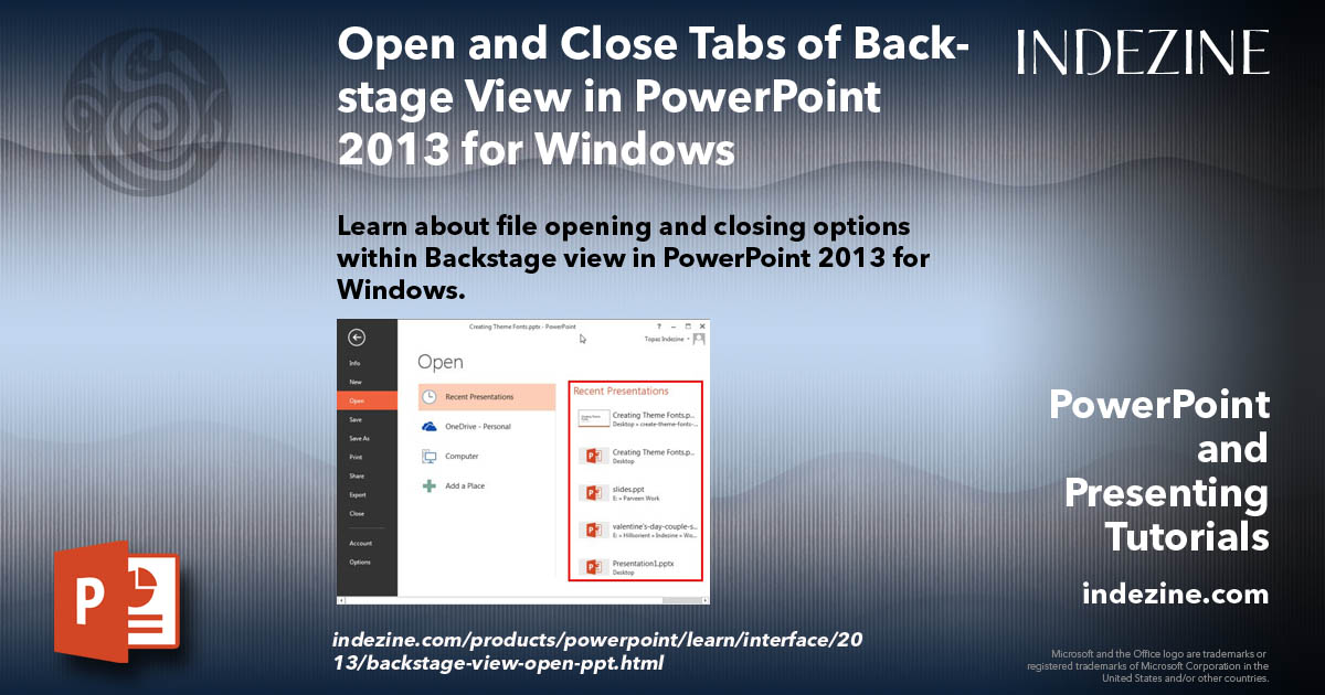 Open and Close Tabs of Backstage View in PowerPoint 2013 for Windows