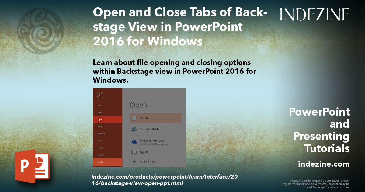 Open and Close Tabs of Backstage View in PowerPoint 2016 for Windows