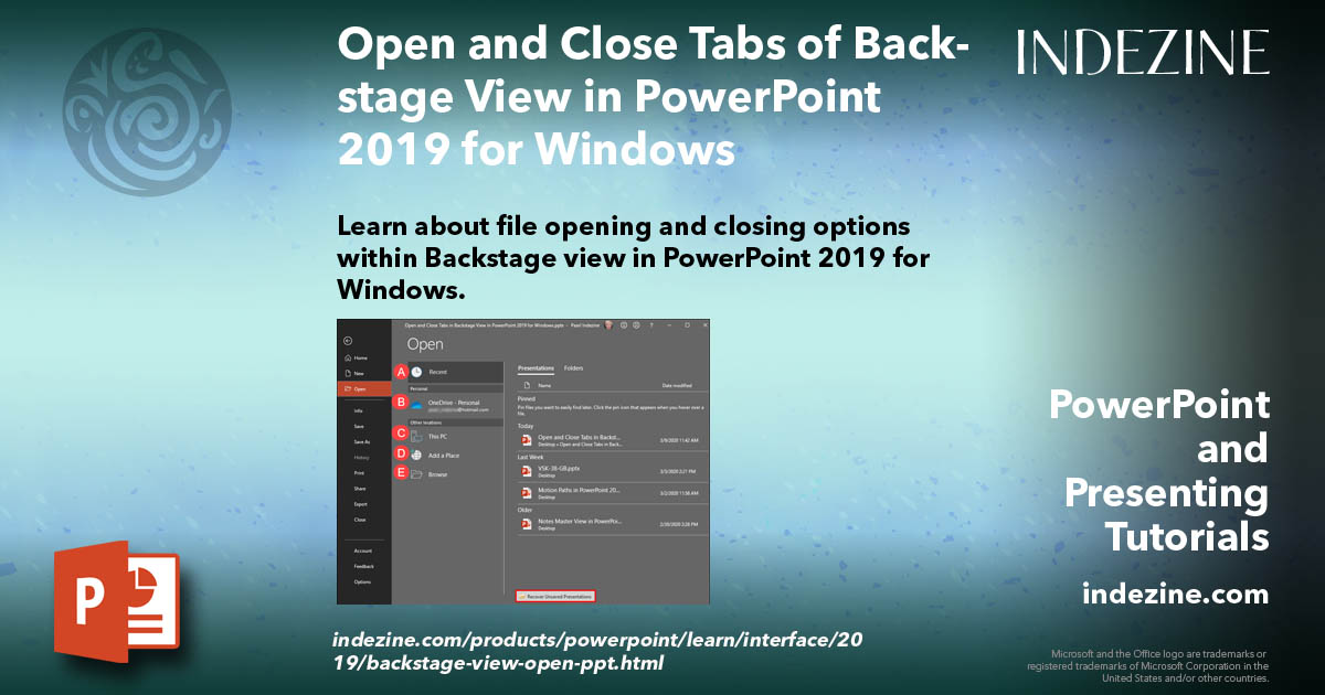 Open and Close Tabs of Backstage View in PowerPoint 2019 for Windows