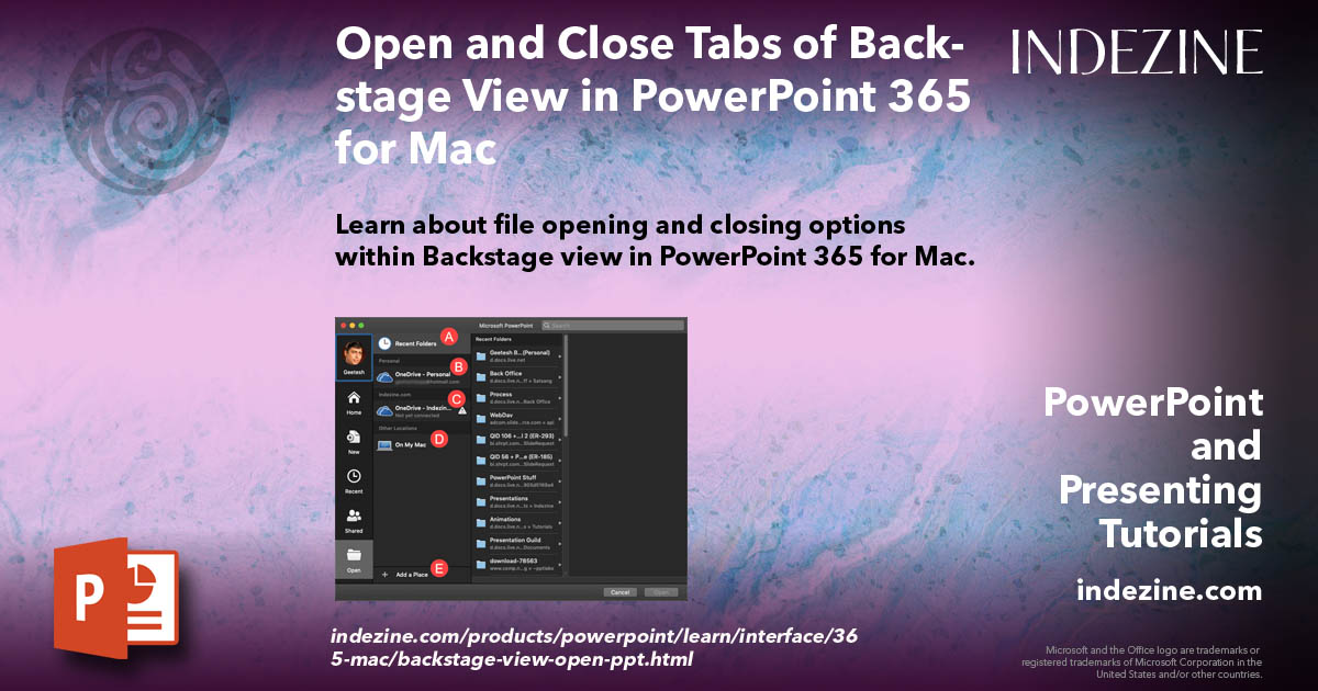 Open and Close Tabs of Backstage View in PowerPoint 365 for Mac