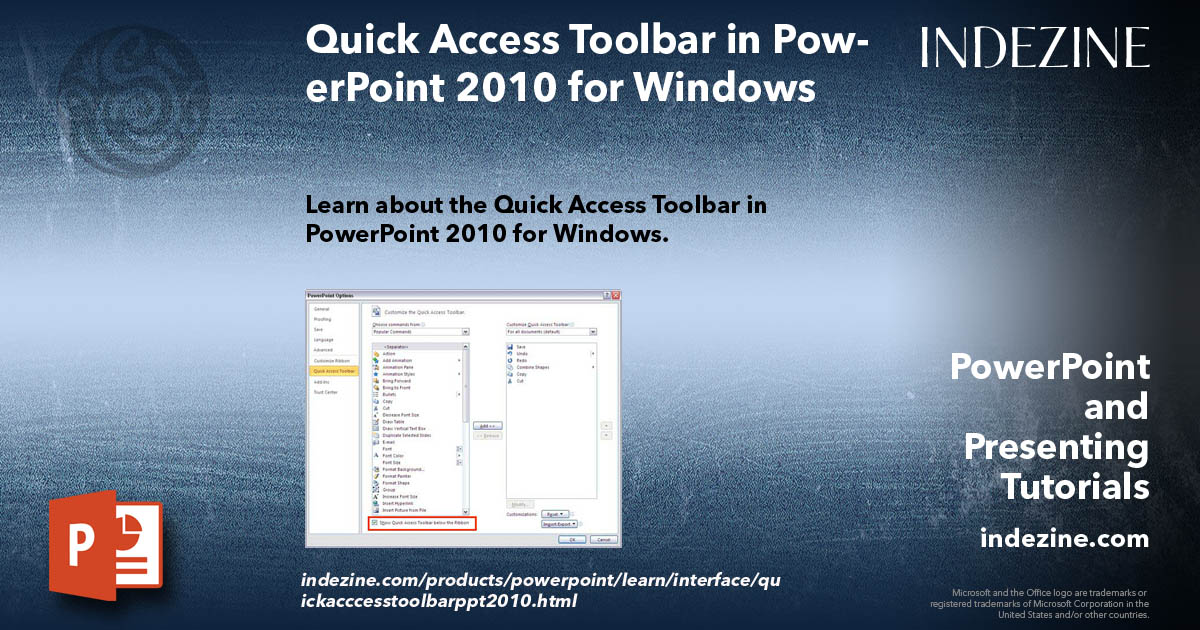 Quick Access Toolbar in PowerPoint 2010 for Windows