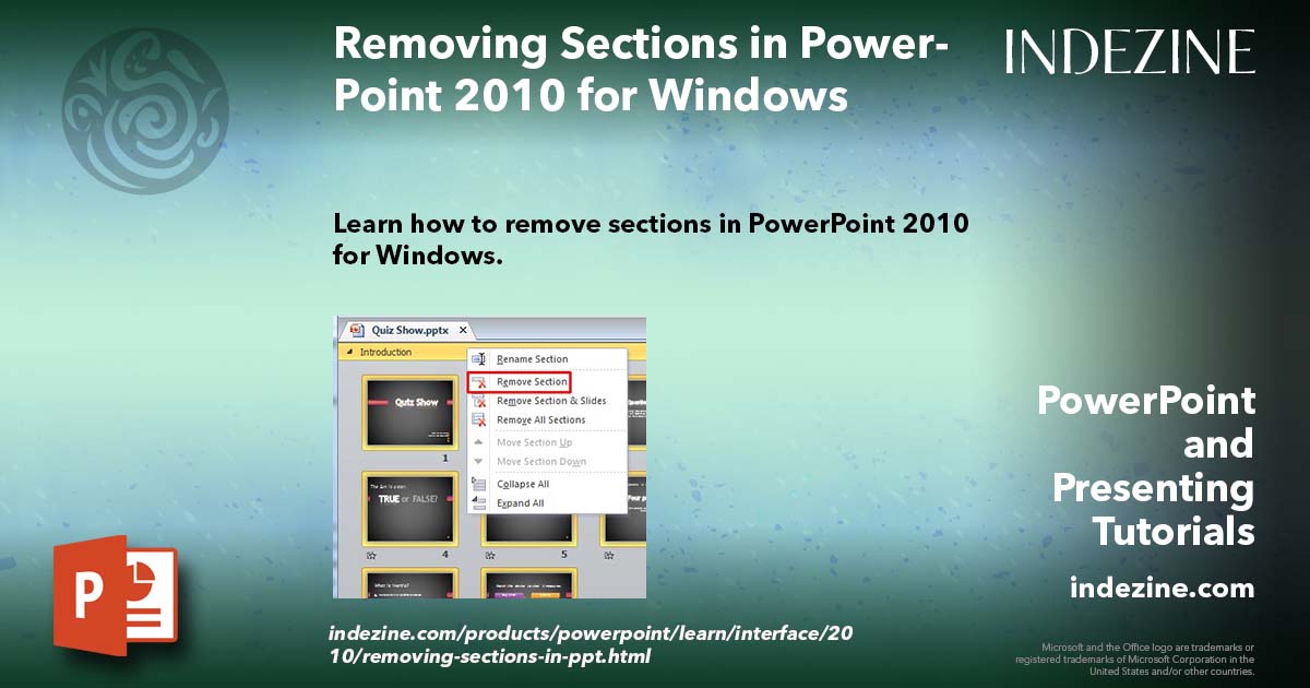 Removing Sections in PowerPoint 2010 for Windows