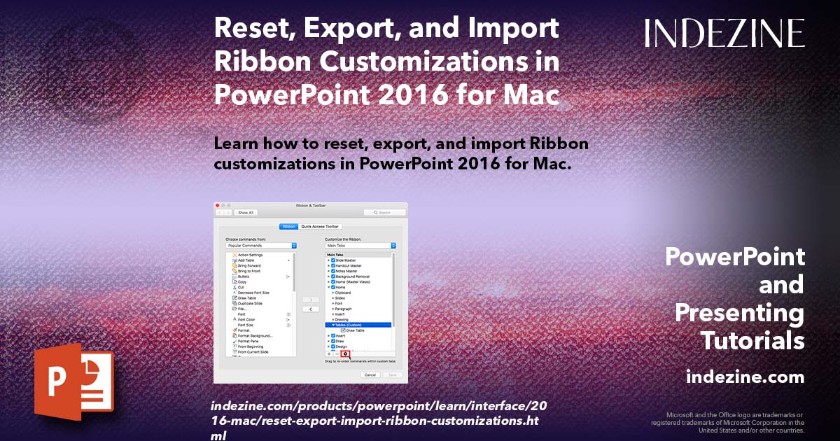 Reset Export And Import Ribbon Customizations In Powerpoint 2016 For Mac