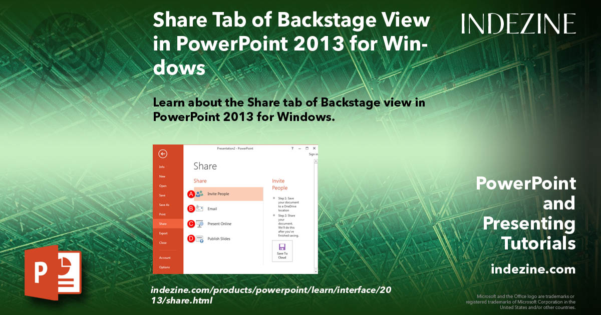 Share Tab of Backstage View in PowerPoint 2013 for Windows