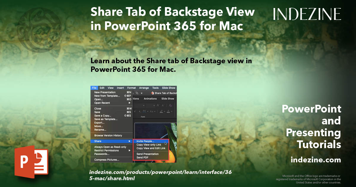 Share Tab of Backstage View in PowerPoint 365 for Mac