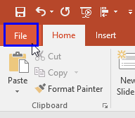 Options Tab in Backstage View in PowerPoint 2016 for Windows
